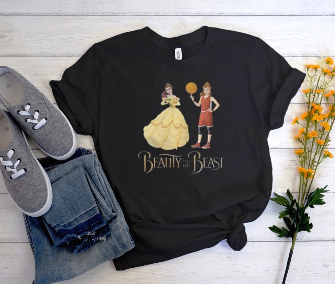 Beauty And The Beast Belle Basketball Men Women GraphicT-Shirt - Grandy ...