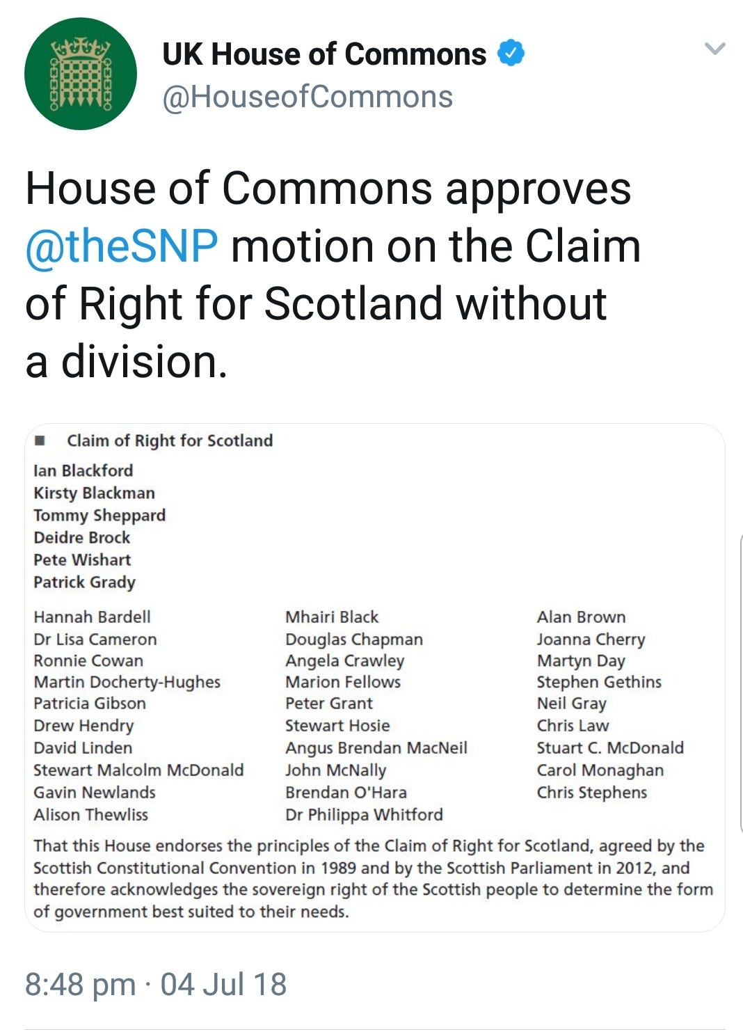 House of Commons endorsement of ‘A Claim of Right for Scotland’ could ...
