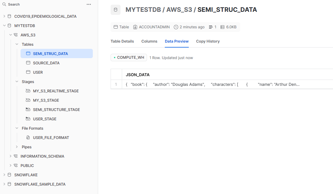 Snowflake — Processing semi-structured data | by Dipan Saha | Medium
