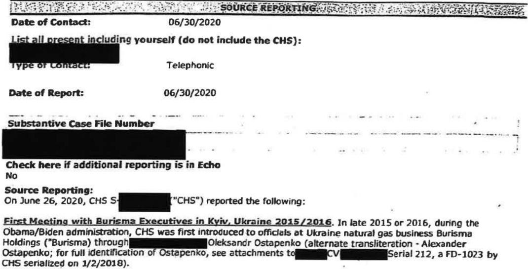 The Unverified FBI Source Memo about Biden Bribes dated June 30, 2020 ...