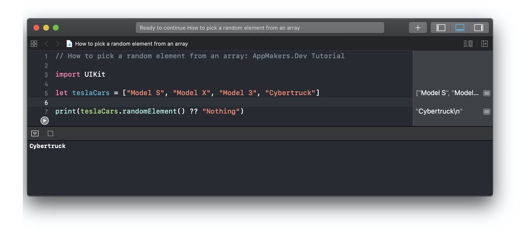 How to pick a random element from an array (Swift) | by Alexander Adelmaer | AppMakers.DEV | Medium