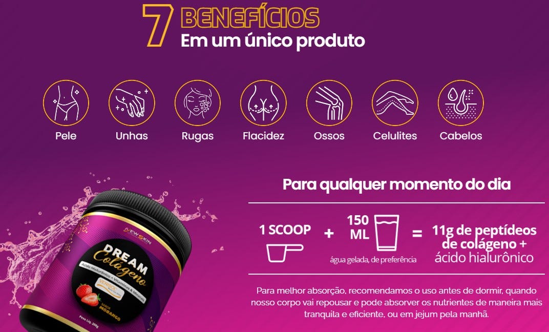 Dream Colágeno- Dream Colágeno Pote-Dream Colágeno Benefícios ...