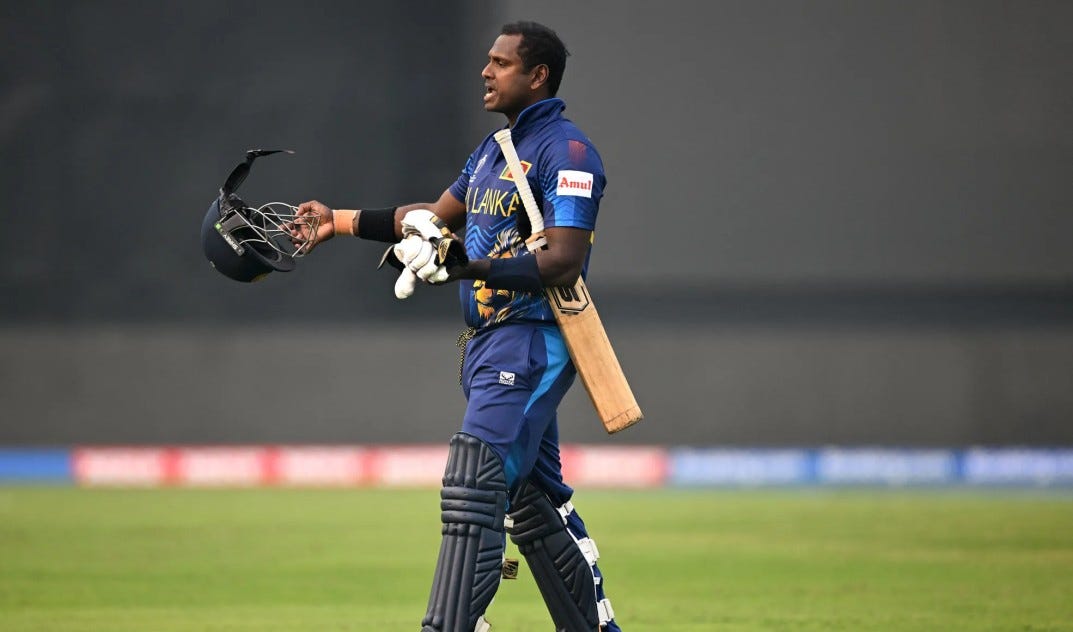 Reason given for Angelo Mathews’ dismissal prior to facing a ball | by ...
