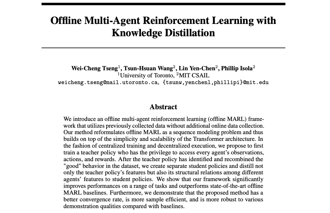 Multi Agent Reinforcement Learning Paper Reading~offline Multi Agent Reinforcement Learning With