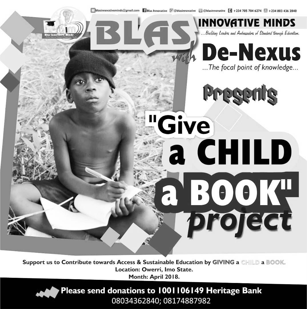 GIVE A CHILD A BOOK PROJECT. Growing up in a rural community in Imo ...