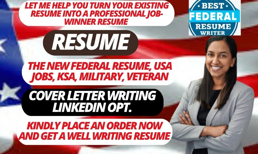 I will write a federal resume, USA job, ksas, military, veteran, canada ...