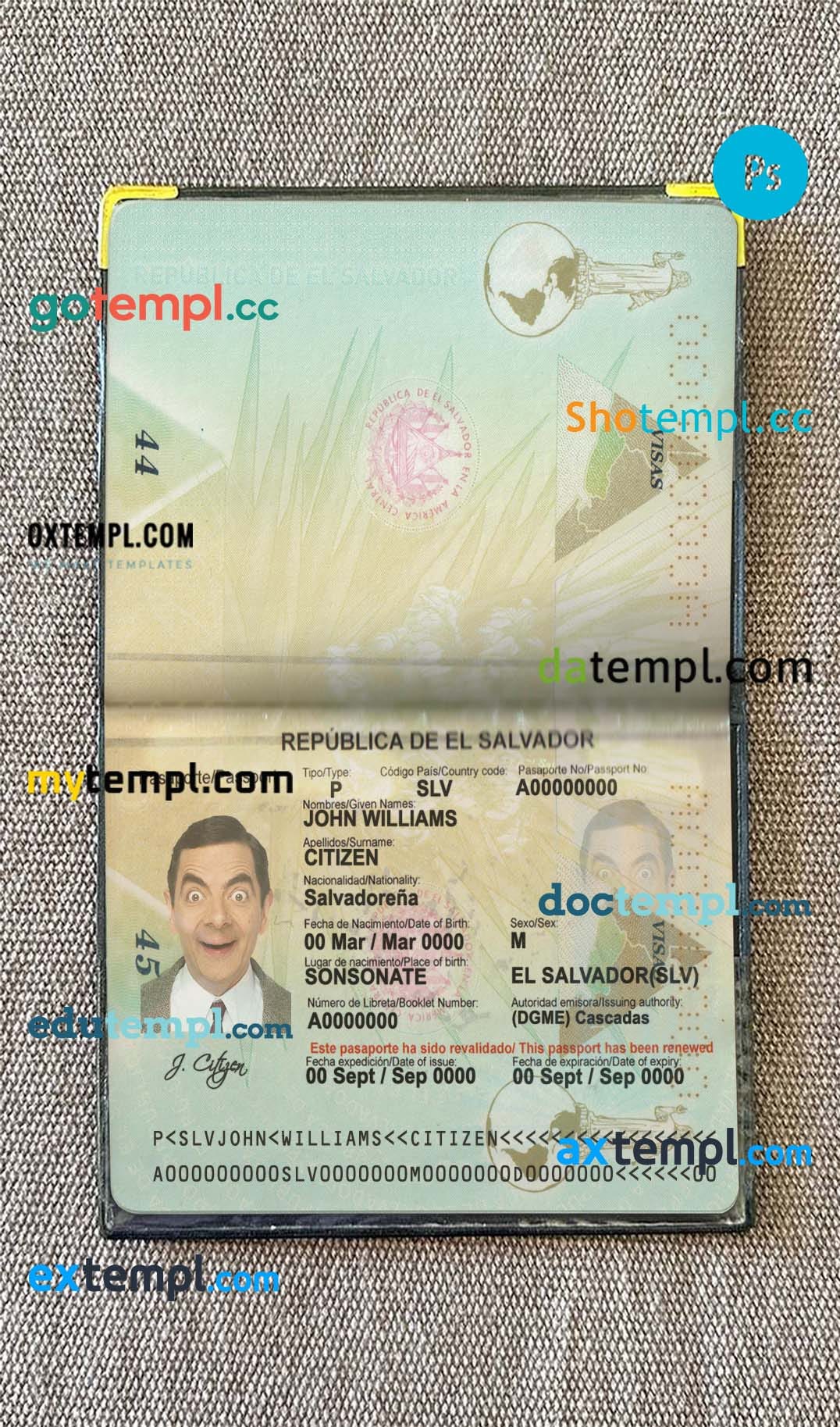 Sample Salvador Passport Psd Files Scan And Photograghed Image 2 In 1