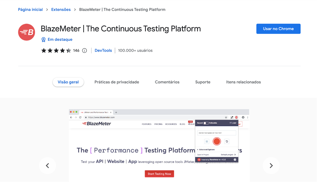 JMeter, script com o Blazemeter. Ainda com a criação do Teste de carga ...
