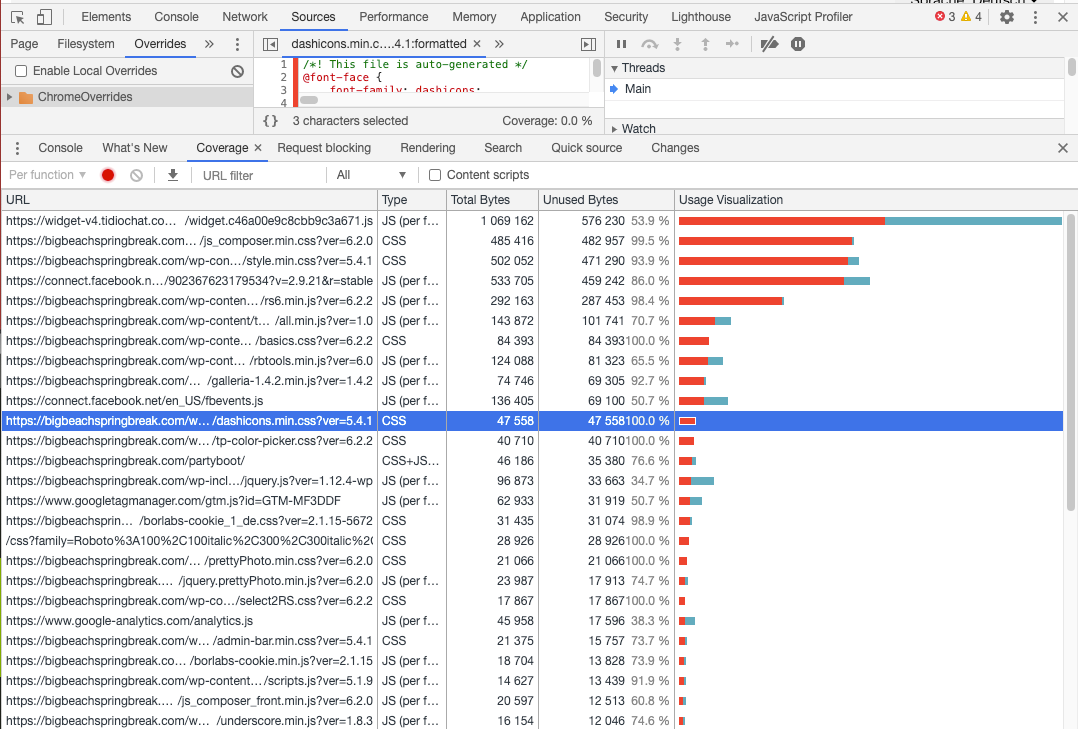 Bulk find unused CSS/JS with Puppeteer + Chrome Coverage Report | Medium