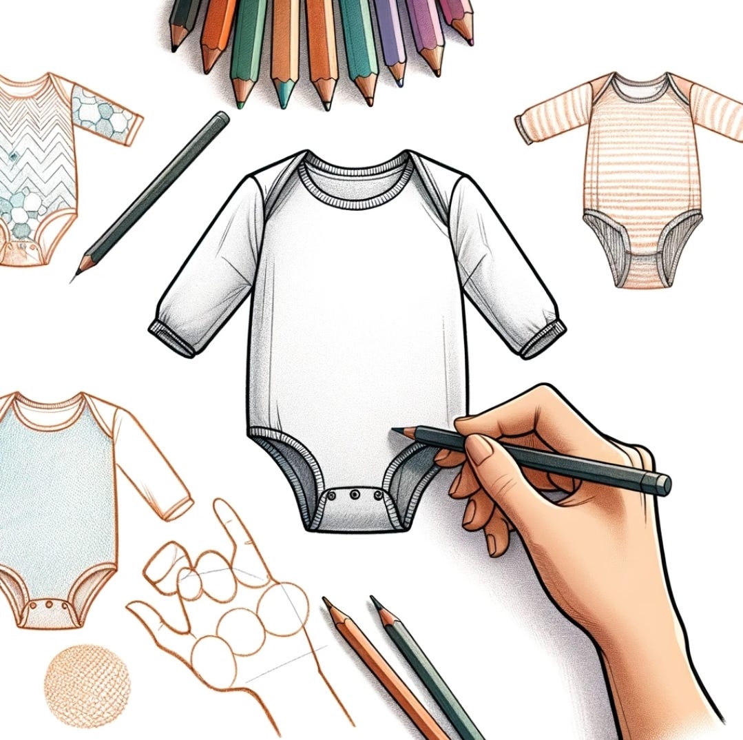Listen to your talent — Steps to sketch a baby bodysuit | by ufua.art ...
