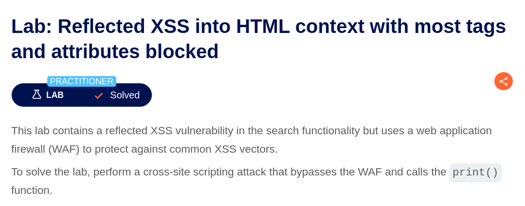 Reflected XSS into HTML context with most tags and attributes blocked ...