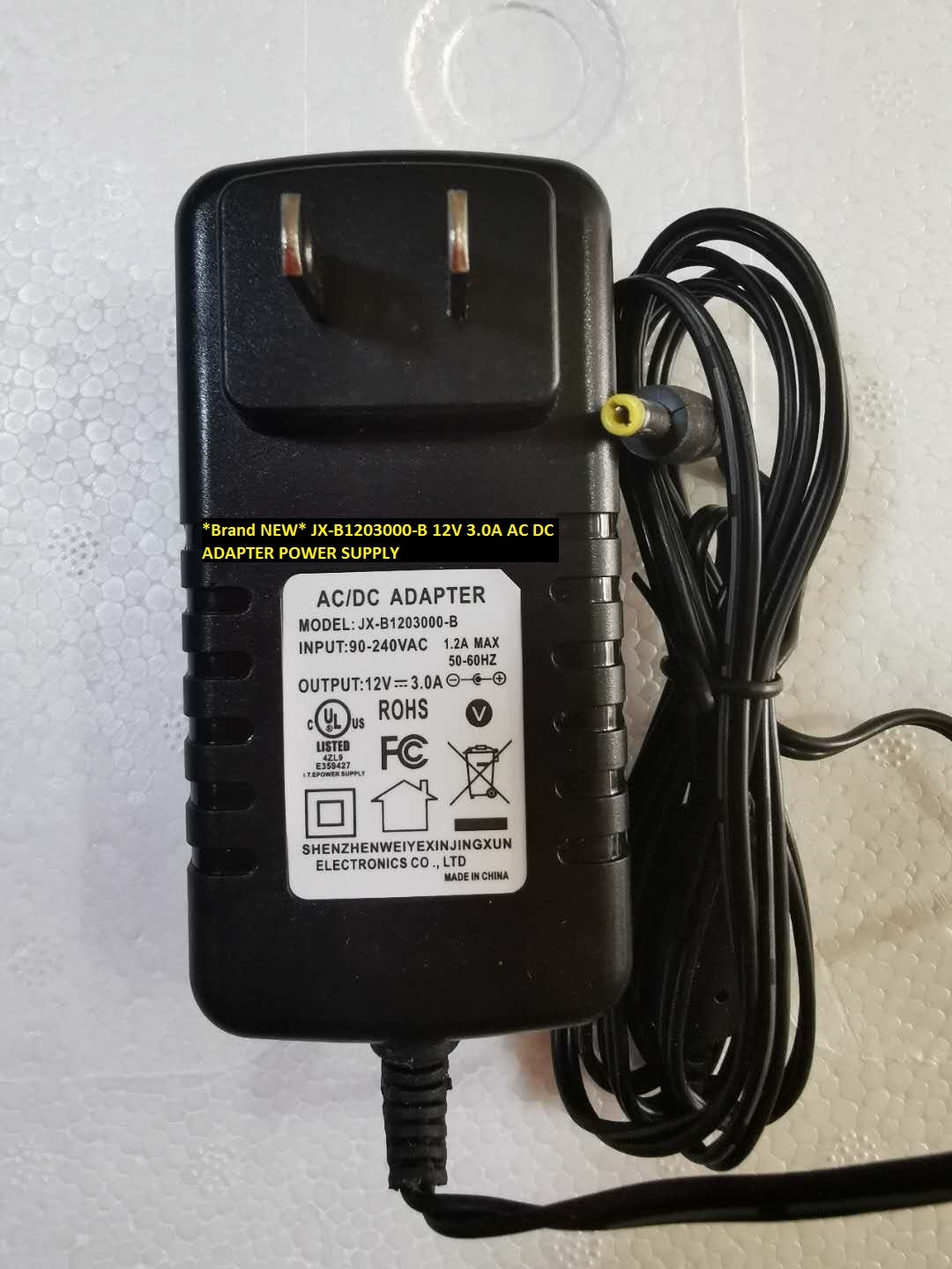 *Brand NEW* JX-B1203000-B 1.2A 12V 3.0A AC100–240V AC DC ADAPTER POWER SUPPLY - Ezpowerservice ...