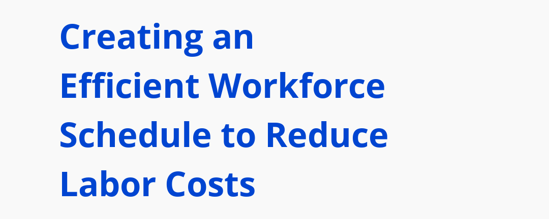 Create a workforce schedule that maximizes efficiency and reduces labor ...