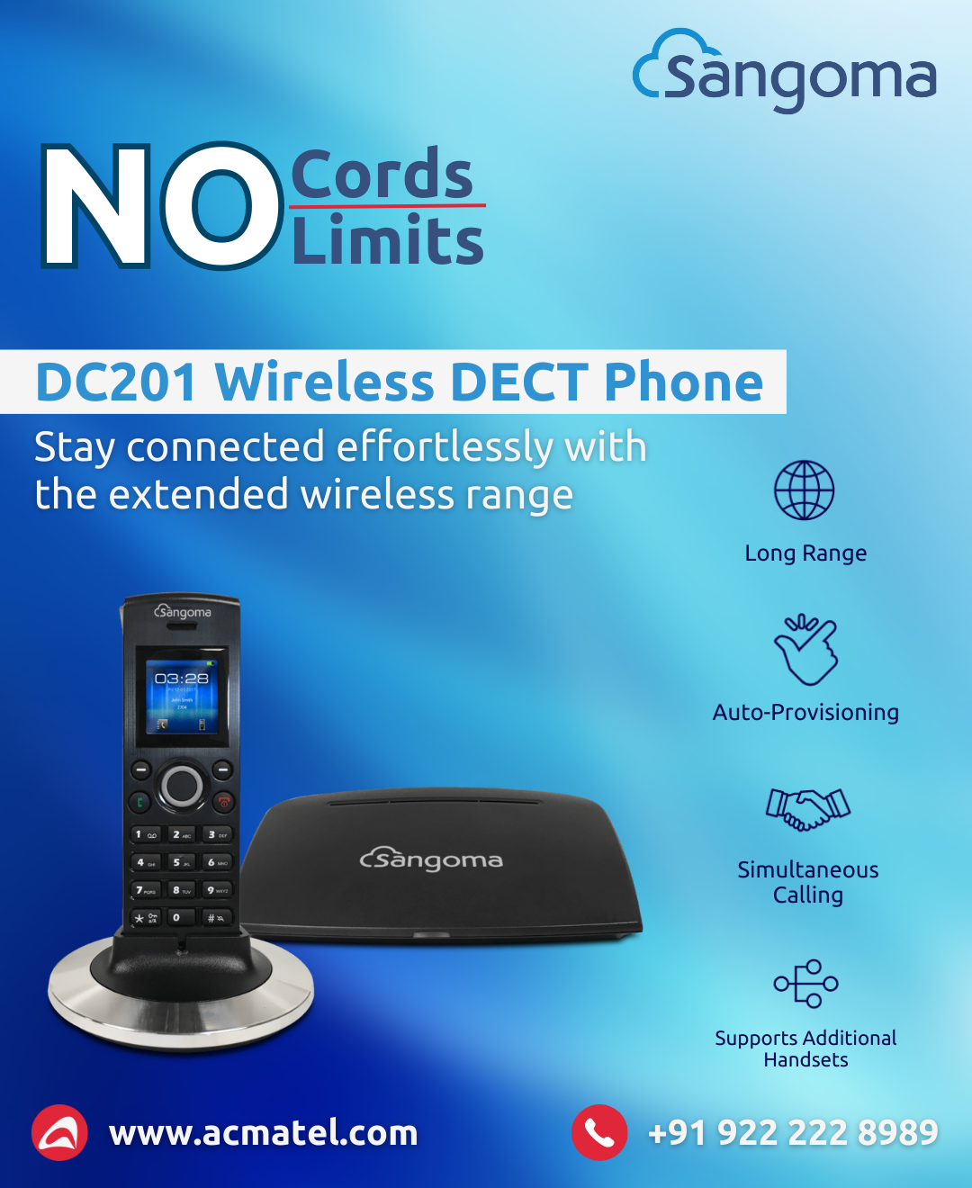 Sangoma DC201 Wireless DECT Phone | by AcmaTel Communications Pvt Ltd ...