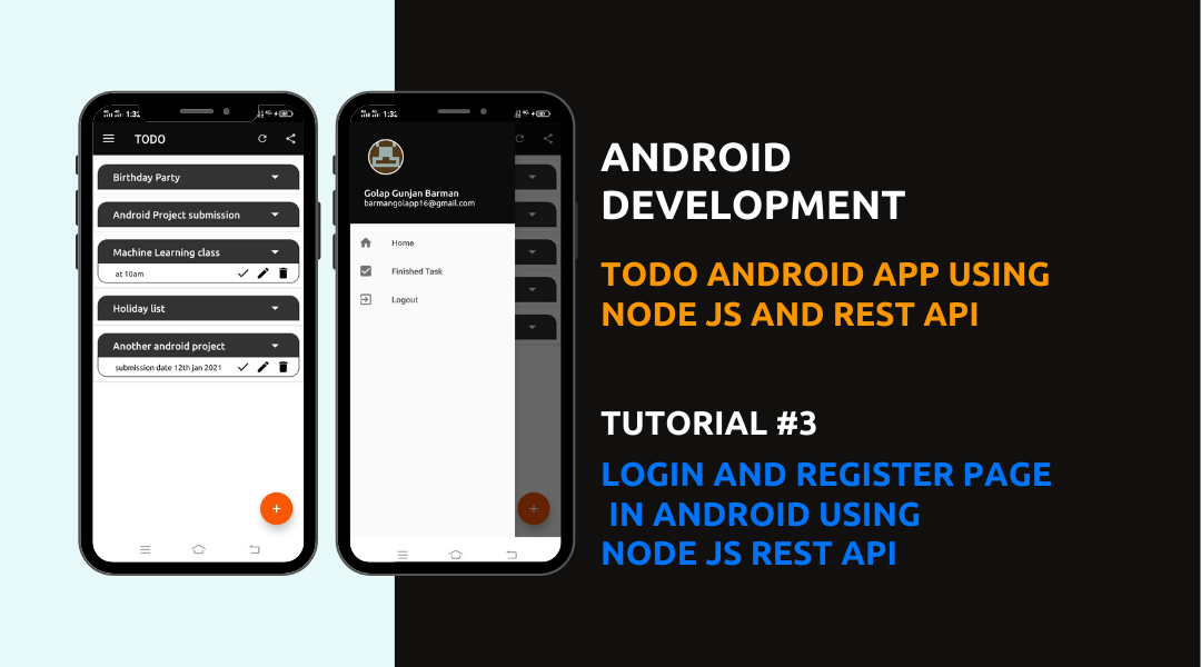 Login and Register page in android using Node JS REST API| Todo Android ...