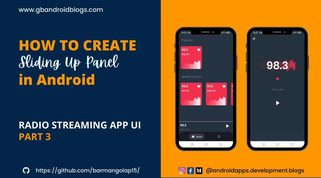 How to create Sliding Up Panel in Android | Radio Streaming app UI ...