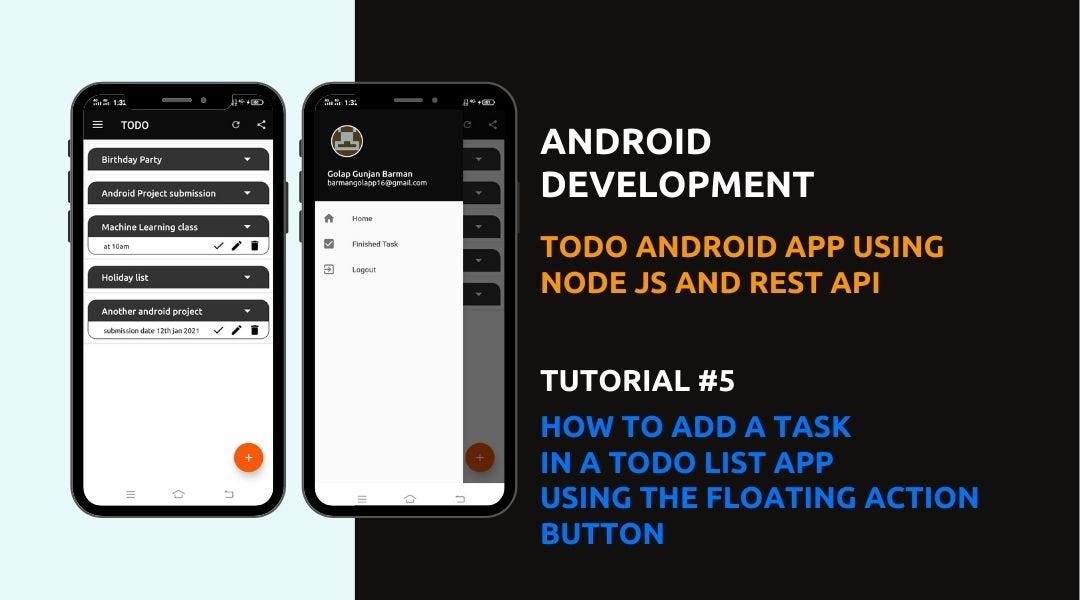 How To Add A Task In Todo List App Using Floating Action Button Todo Android App Using Node Js 