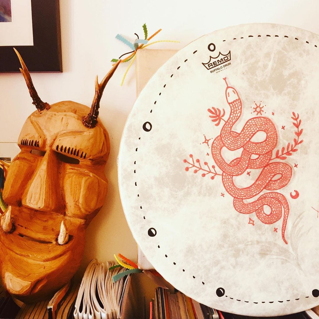 The Red Serpent. When my head hurts, I play the drum… | by Sofia ...