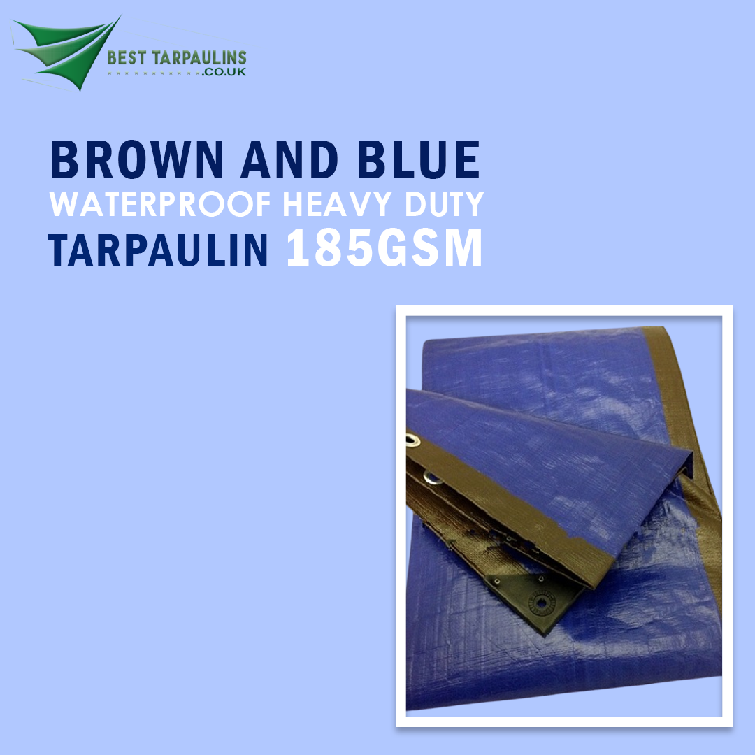 UV Protected Waterproof Brown and Blue Heavy Duty Tarpaulin 185gsm ...
