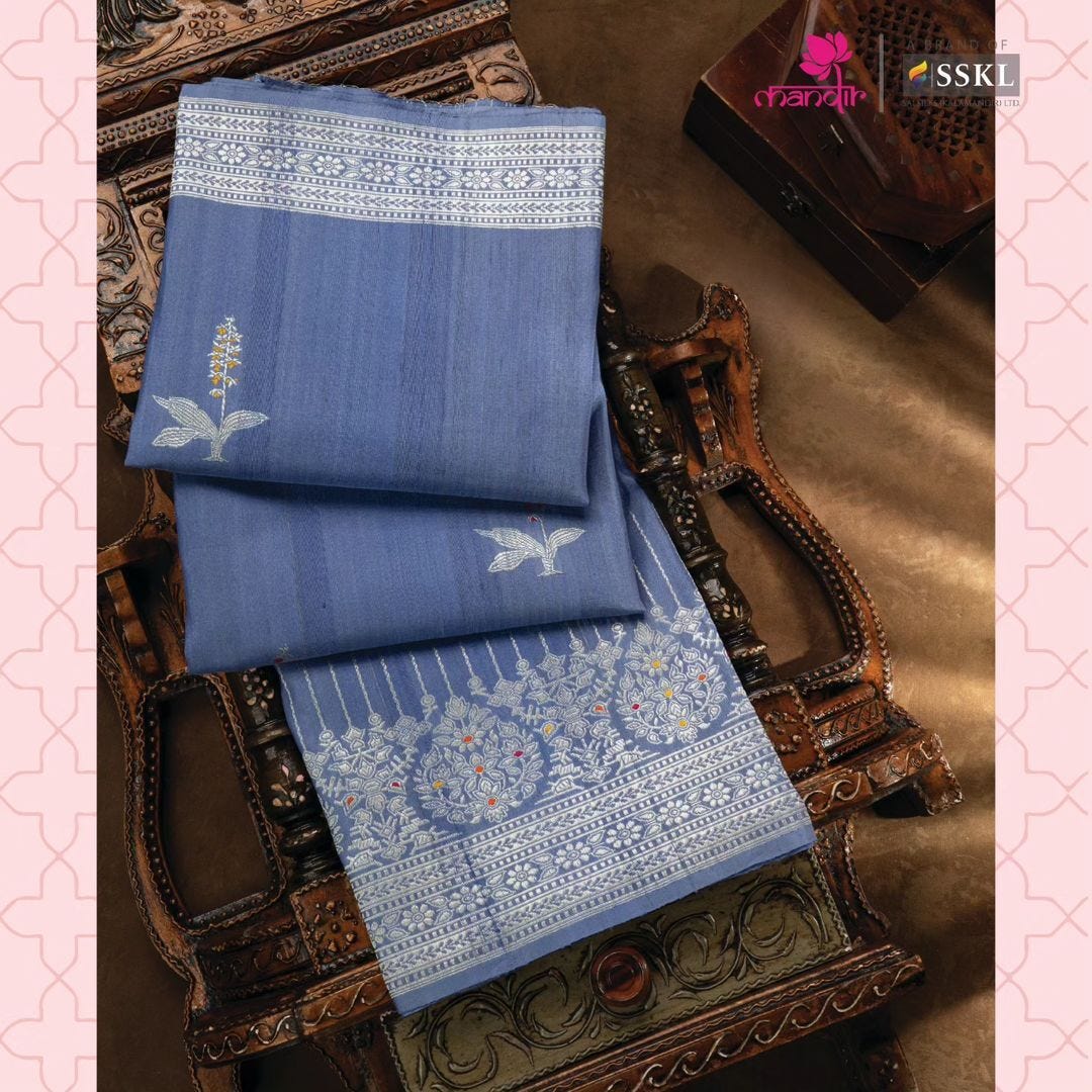 Summer Sky Elegance: Fusion Finesse Light Blue Tussar Saree - sarees ...