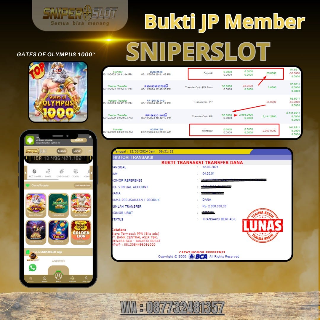 BUKTI JP MEMBER SNIPERSLOT HARI SELASA 12 MARET 2024 Selamat atas kemenangan besar yang di dapat ...