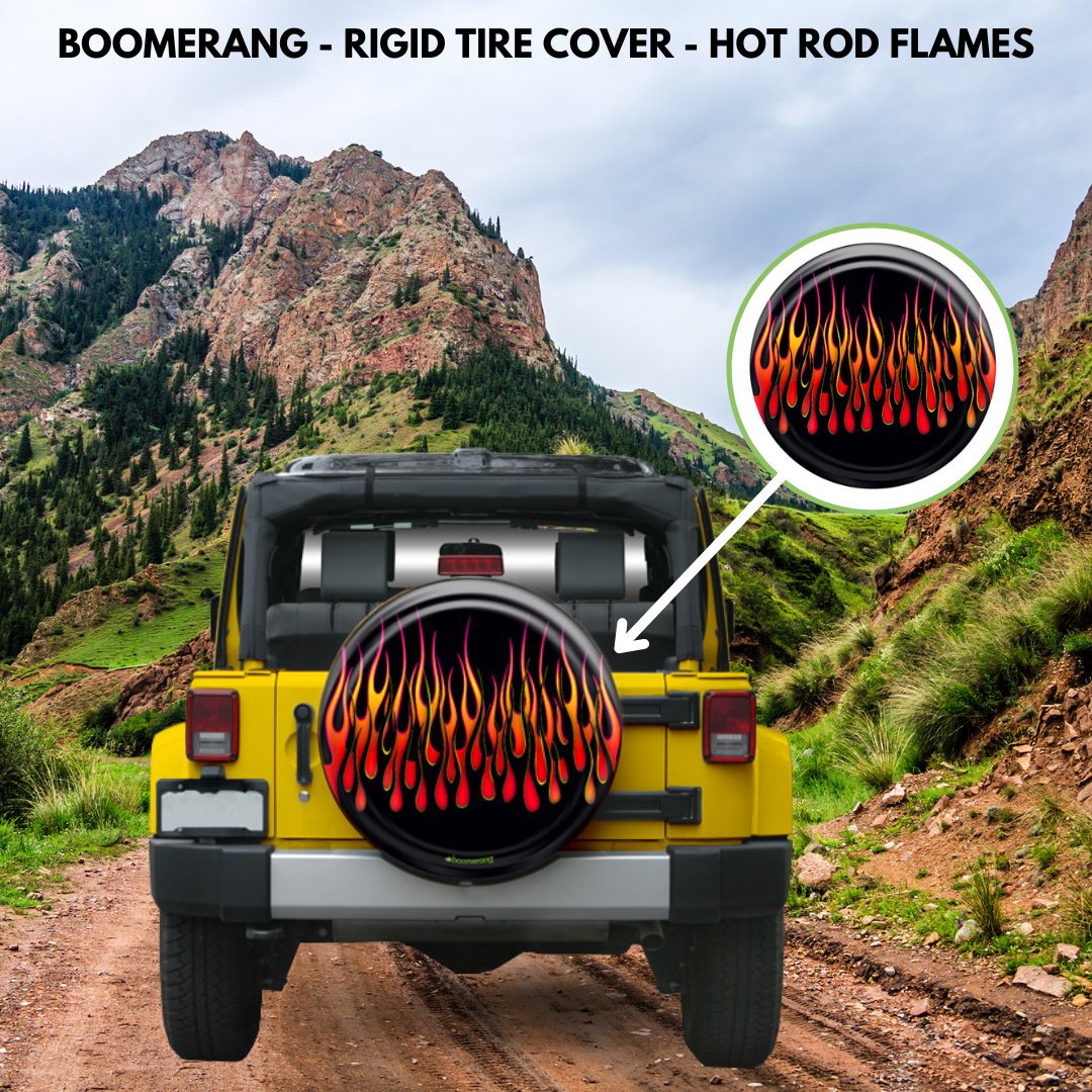 Boomerang — Rigid Tire Cover — Hot Rod Flames - Boomerangauto - Medium
