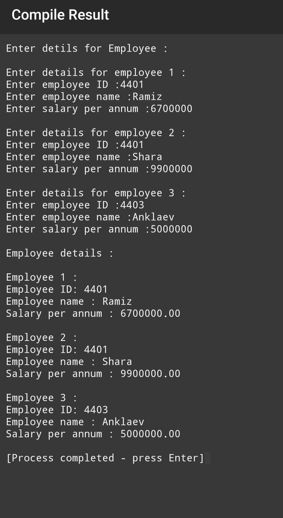C Program To Accept Employee Deatails And Print Accepted Details Use Structure Programmer