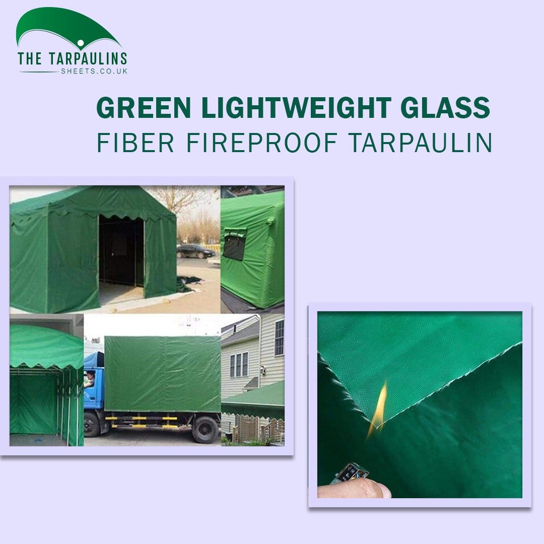 Green Lightweight Glass Fiber Fireproof Tarpaulin - Tarpalins Sheets ...