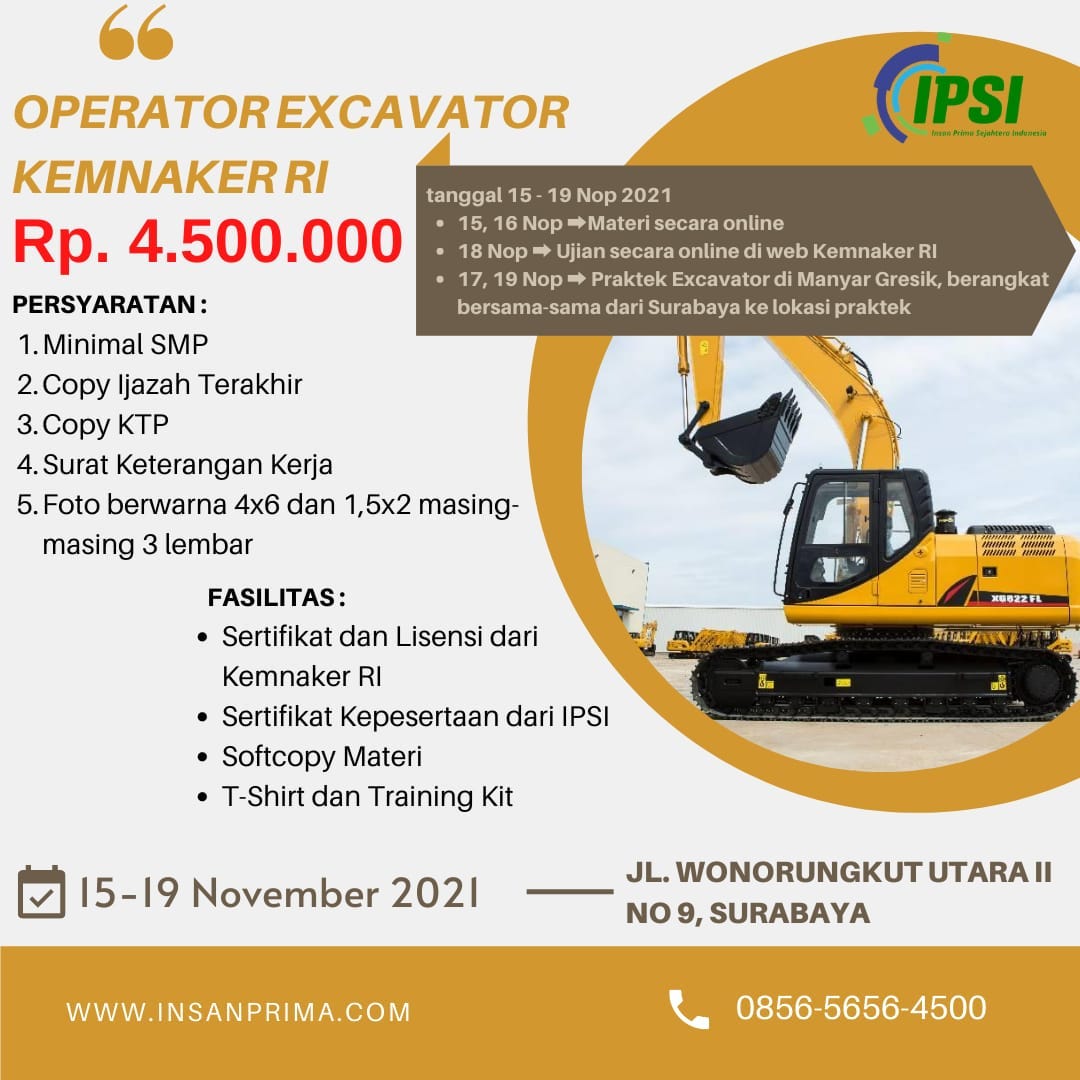 OPERATOR EXCAVATOR TERISTIMEWA, WA (0856-5656-4500), PELATIHAN K3 OPERATOR EXCAVATOR BANDUNG ...