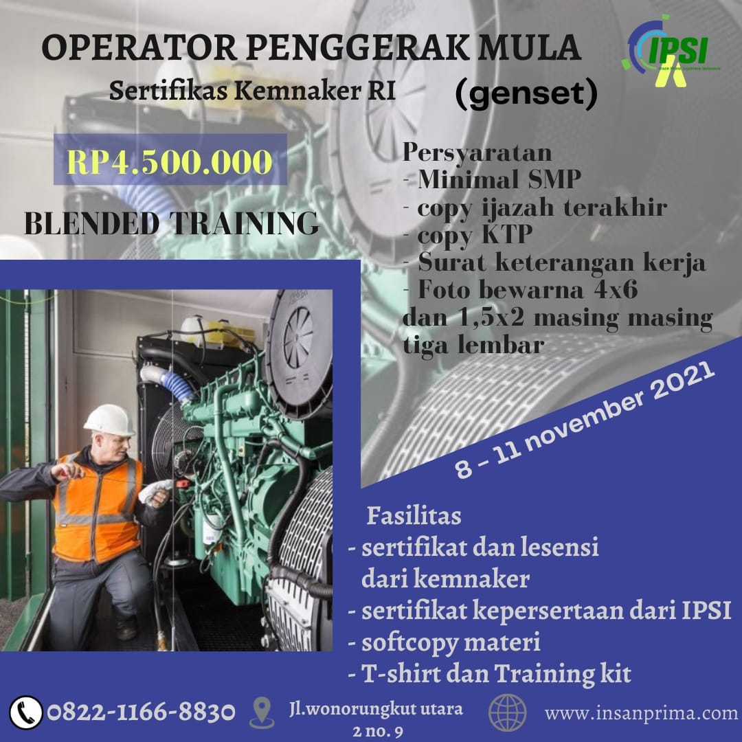 Operator Penggerak Mula (genset) - Alatkeselamatankerjalistrik - Medium