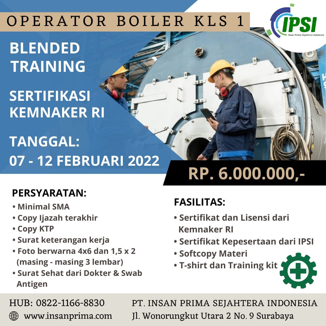 Operator Boiler Kelas 1 TERPERCAYA, WA (0822-1166-8830), PUSAT ...
