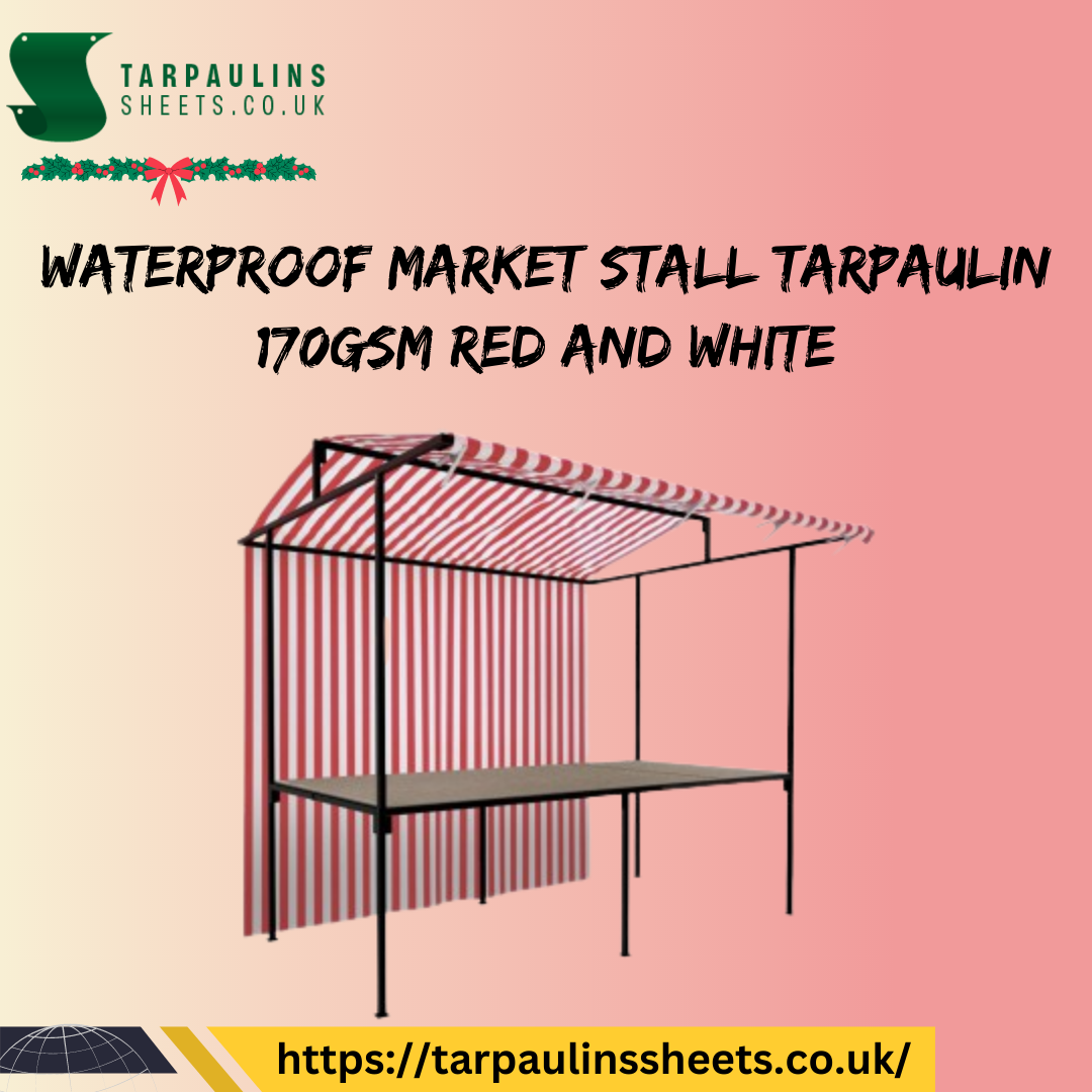 WATERPROOF MARKET STALL TARPAULIN 170GSM RED AND WHITE ...
