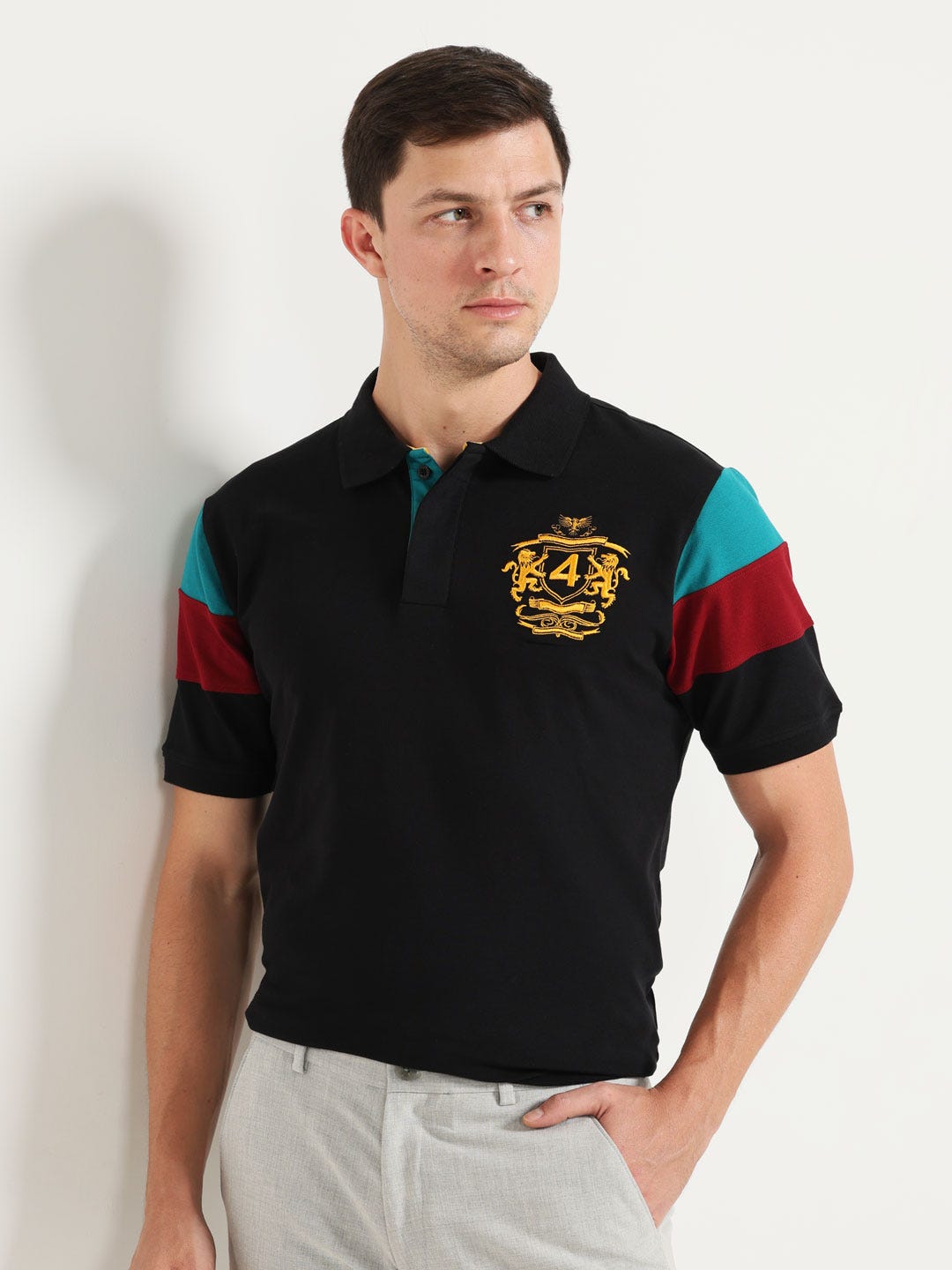 Enzo Men’s Cotton Lycra Black Twentee4 Polo Shirt - Twentee 4 - Medium