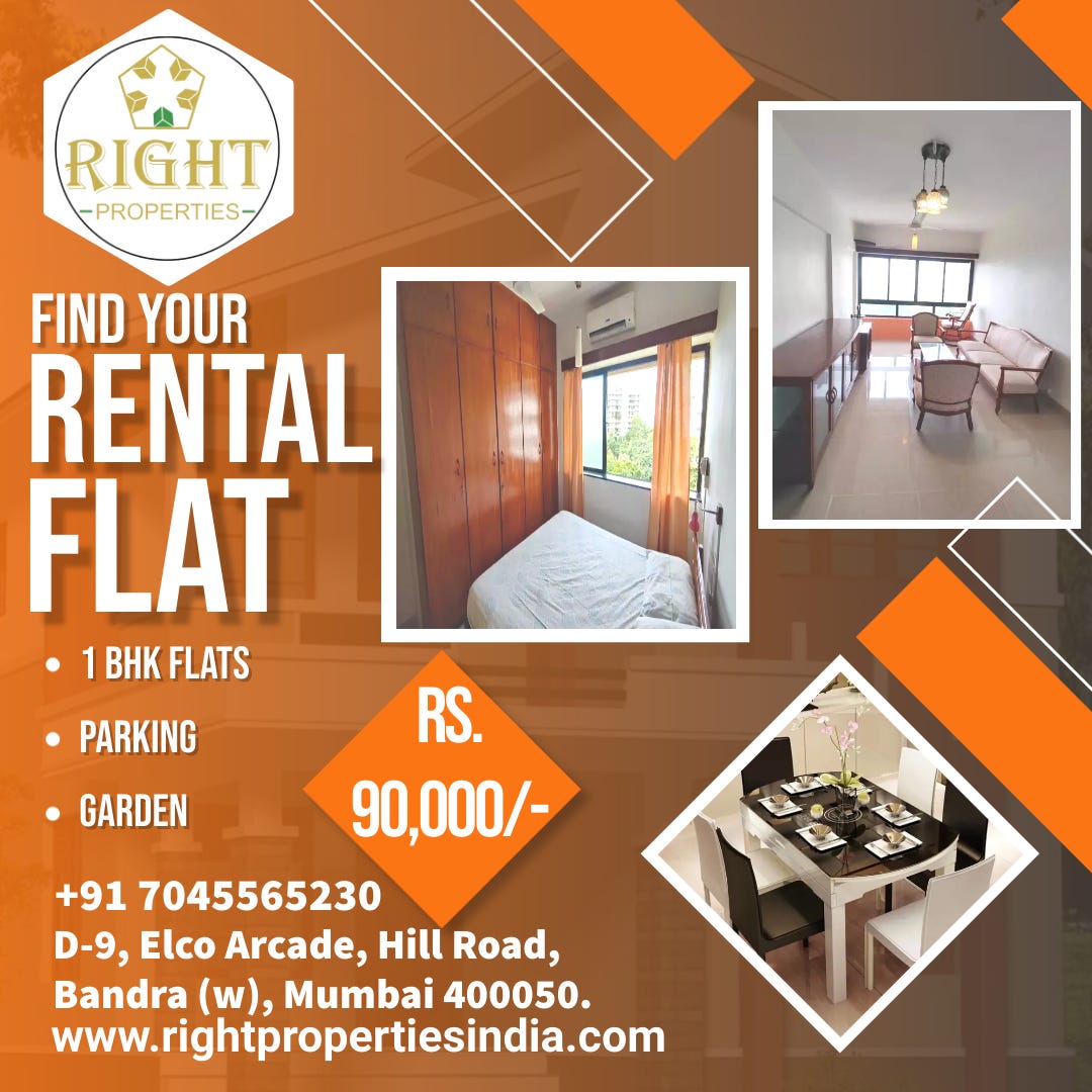 1 BHK Flat on Rent at Rs. 90,000/- in Bandra (w). - Right Properties ...