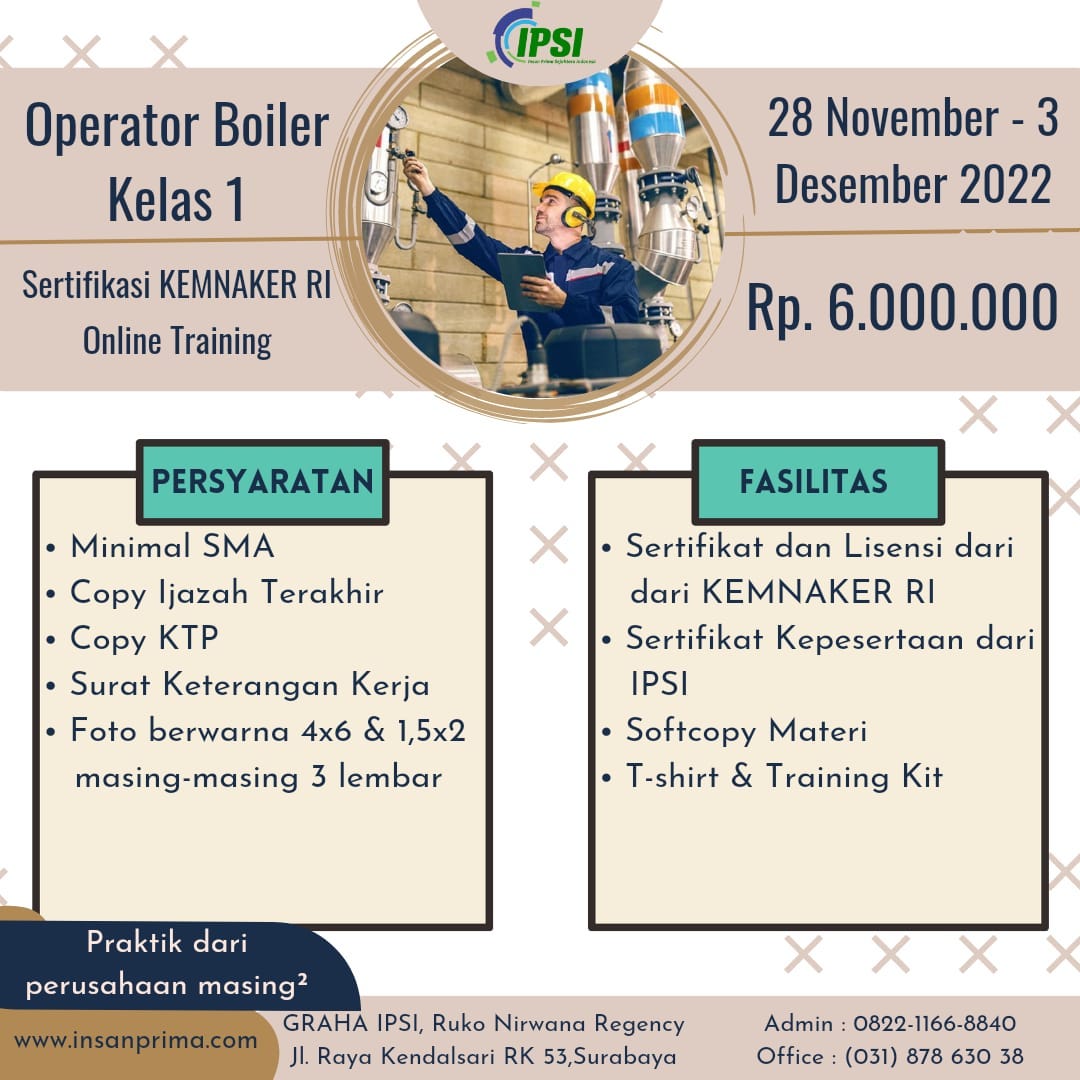 OPERATOR BOILER KLS 1 TERLARIS, WA +62 822-1166-8840, PUSAT PELATIHAN ...