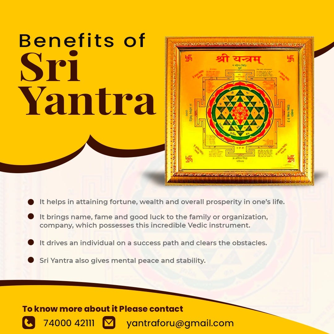 Benefits of Sri Yantra It helps in attaining fortune, wealth, and ...