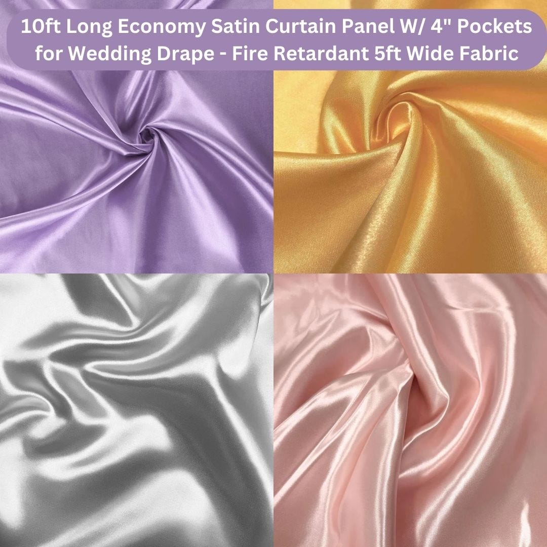 10ft Long Economy Satin Curtain Panel W/ 4" Pockets for Wedding Drape ...