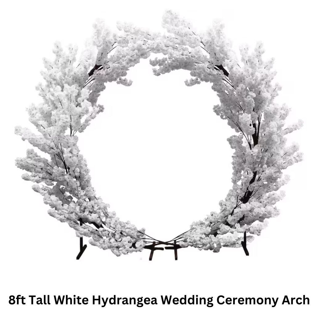 8ft White Hydrangea Wedding Arch — Handcrafted Floral Arrangement for a ...