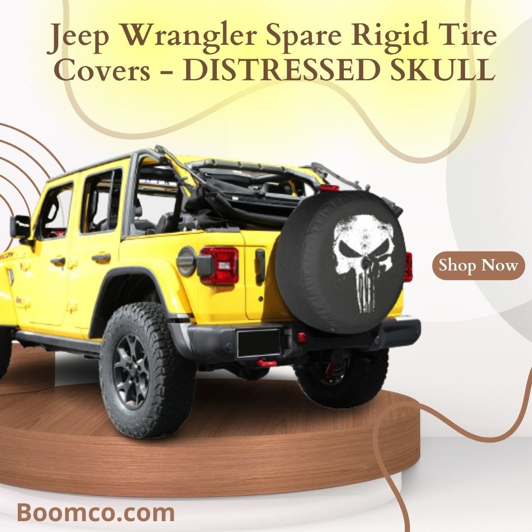 Boomerang Jeep Wrangler Spare Rigid Tire Covers — Distressed Skull ...