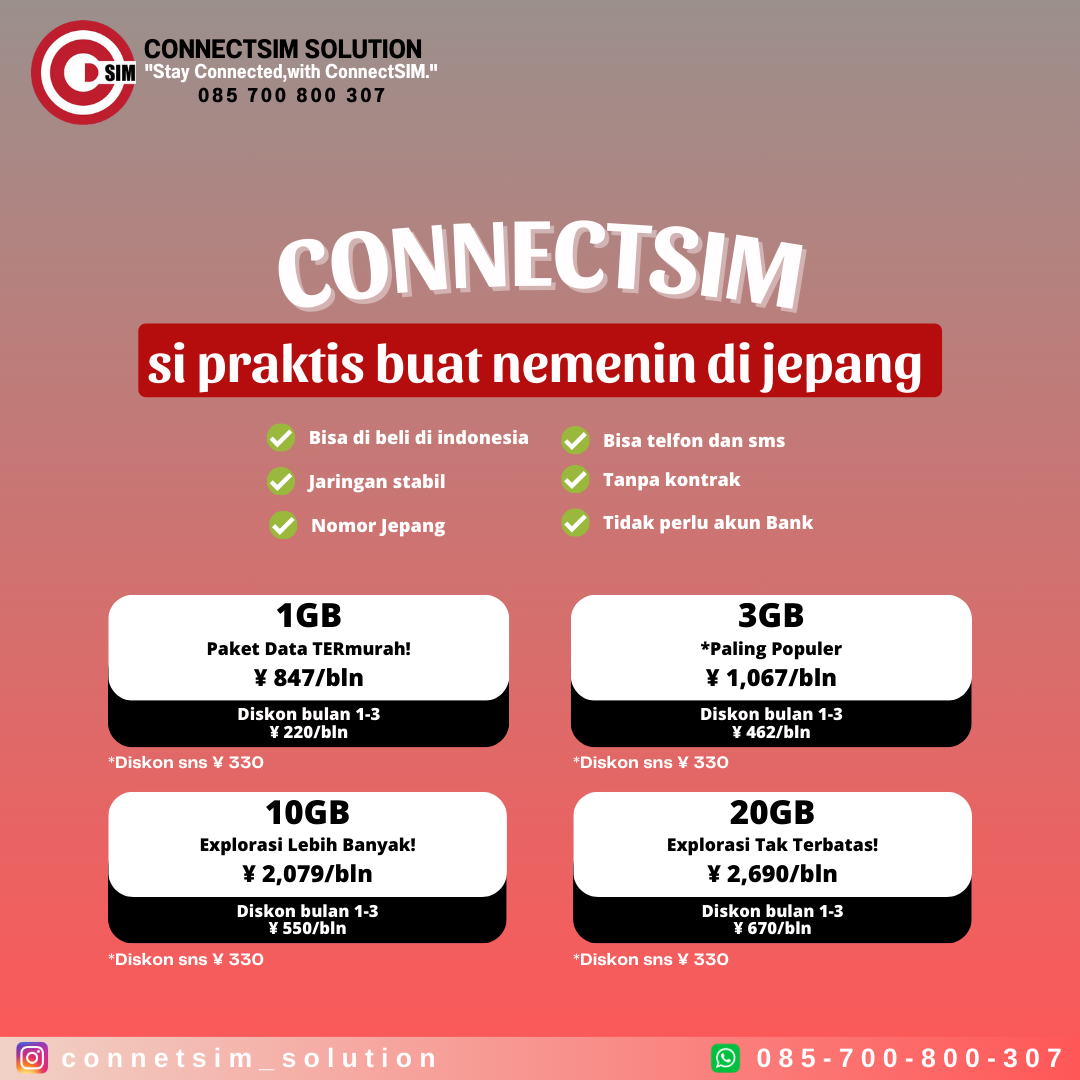 0857-0080-0307,Jual Kartu Internet Connect SIM Untuk Tokutei Ginou - Paket Internet Jepang - Medium