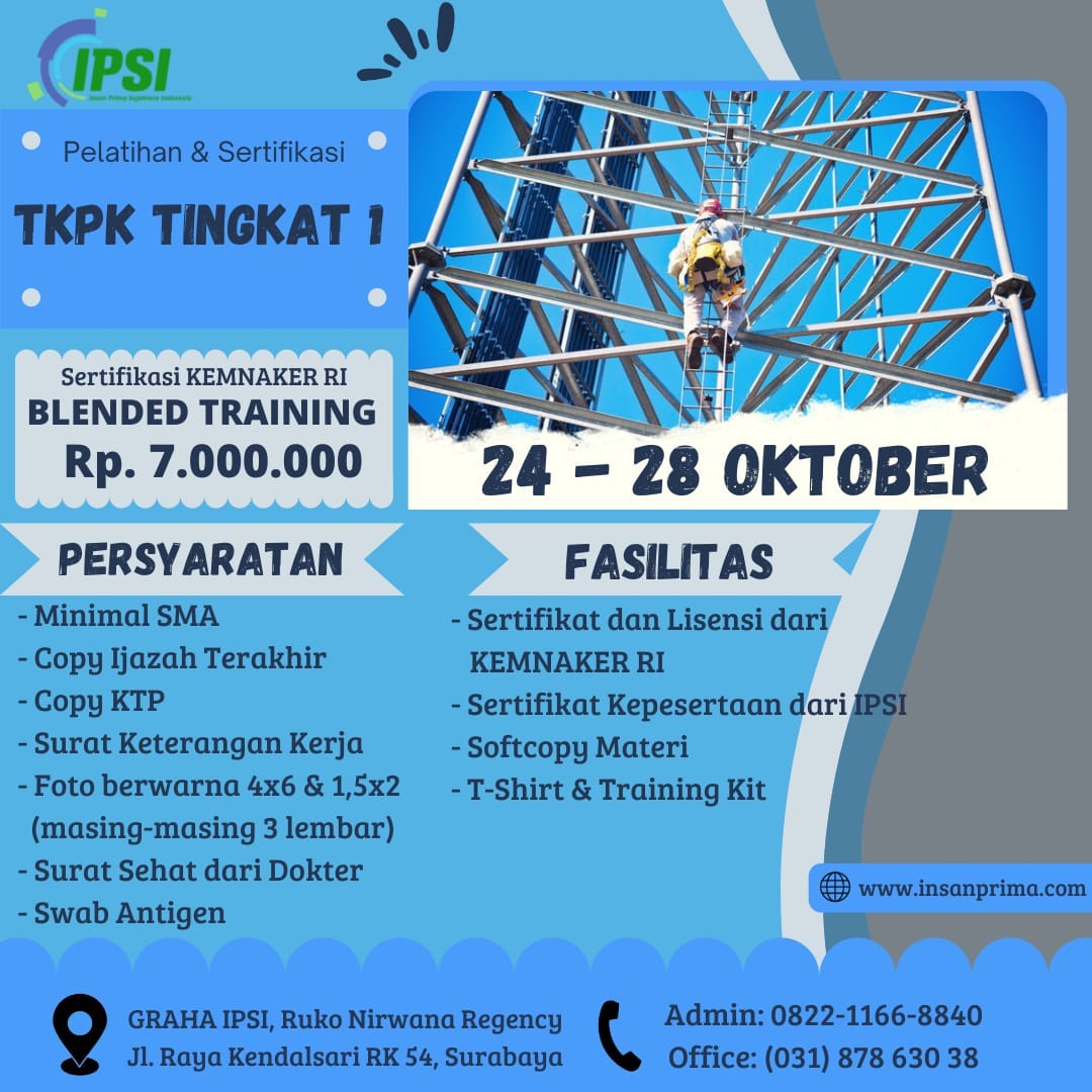 TKPK TINGKAT 1 TERUNGGUL, WA +62 822-1166-8840. PUSAT PELATIHAN K3 ...