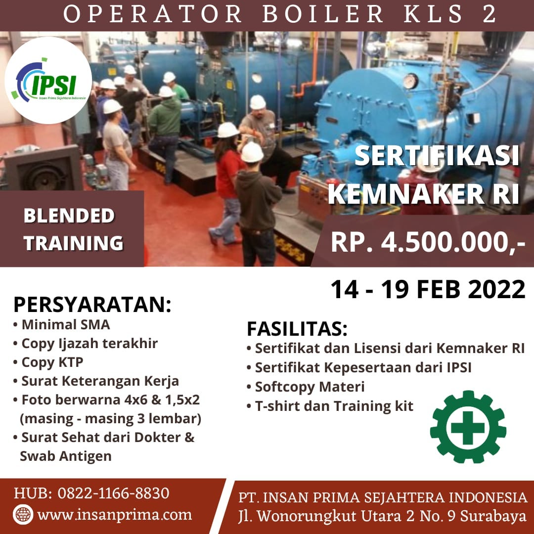 Operator Boiler Kelas 2 TERCEPAT, WA (0822-1166-8830), PUSAT PELATIHAN ...