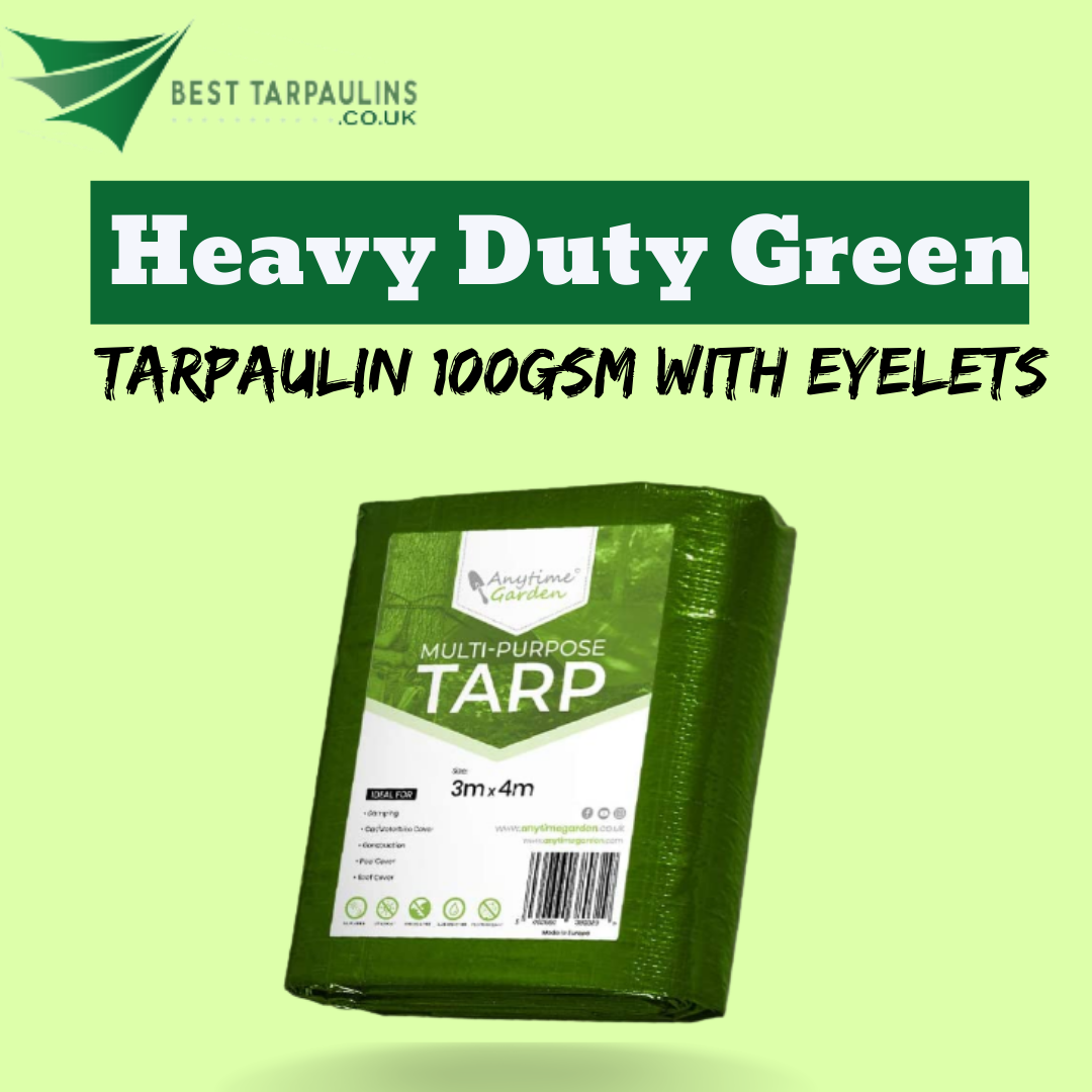 Heavy Duty Green Tarpaulin 100gsm with Eyelets. - Besttarpaulins - Medium