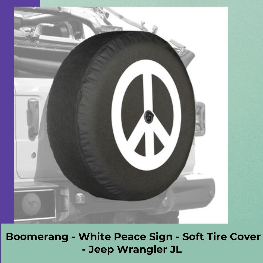 Boomerang — White Peace Sign — Soft Tire Cover — Jeep Wrangler JL ...