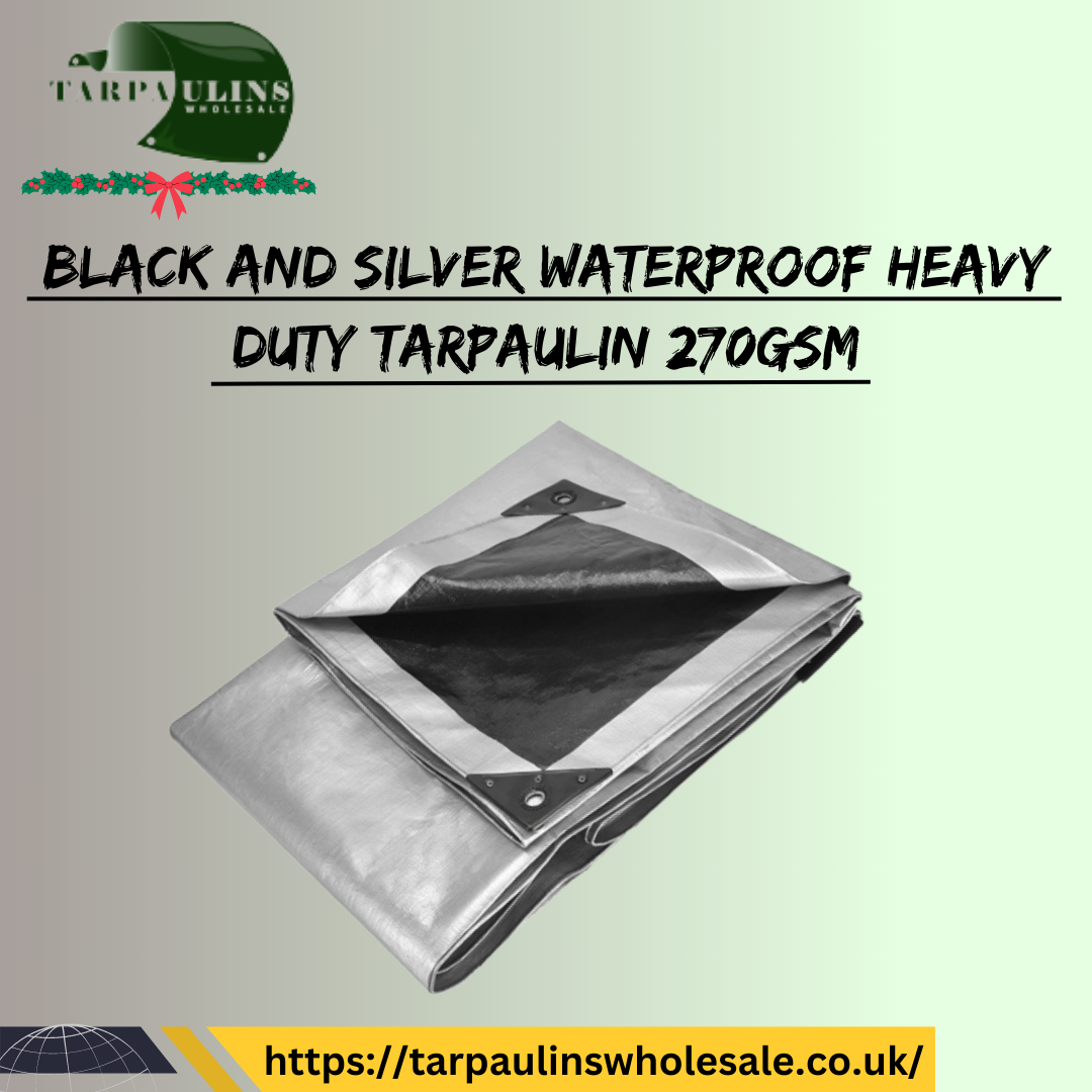 Black and Silver Waterproof Heavy Duty Tarpaulin 270gsm. - tarplin ...