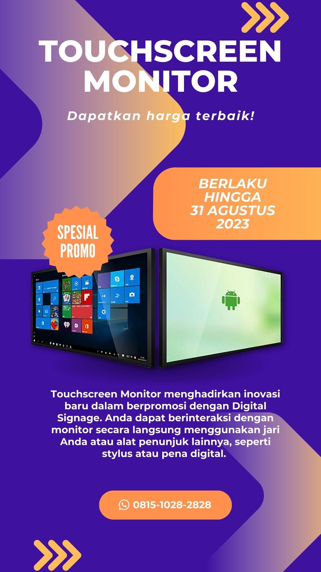 PROMO, Touchscreen Monitor, Terbaik dan Berkualitas, WA: 0815–1028–2828 ...