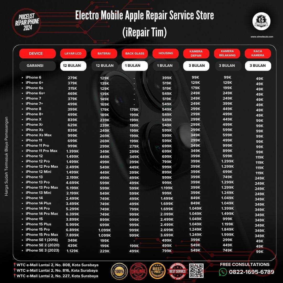 Update Harga Service Perbaikan Apple Device Bulan Juni Tahun 2024 di ...