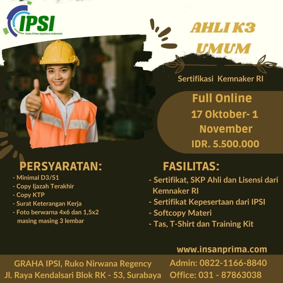 AHLI K3 UMUM TERLARIS, WA +62 822-1166-8840, PUSAT PELATIHAN K3 KEMNAKER SURABAYA Klik https ...