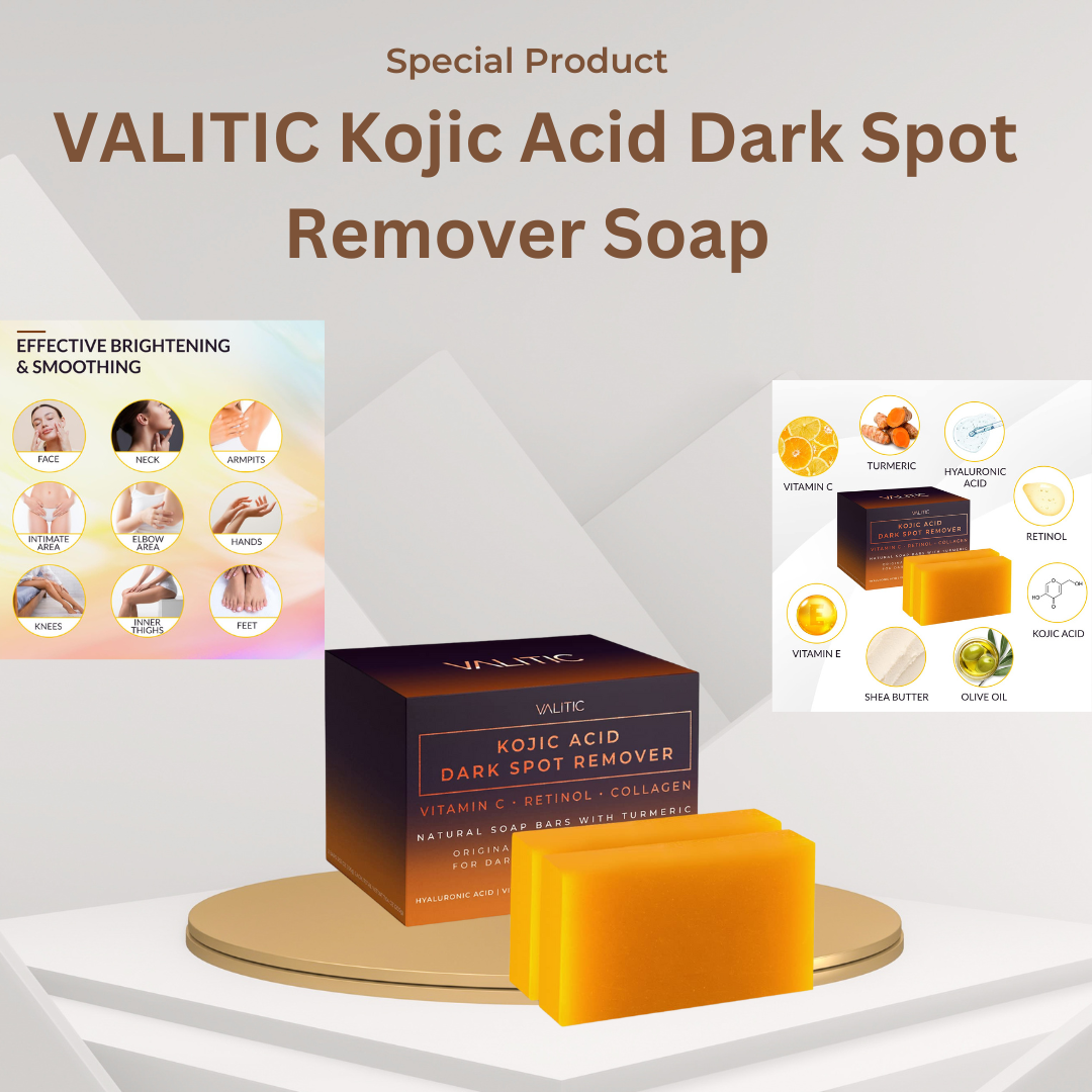 VALITIC Kojic Acid Dark Spot Remover Soap Bars with Vitamin C, Retinol, Collagen, Turmeric ...