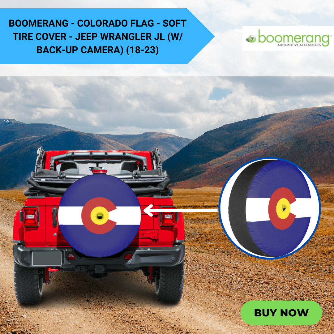Boomerang — Colorado Flag — Soft Tire Cover — Jeep Wrangler JL (w/ back ...